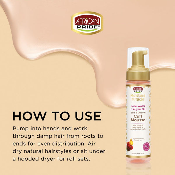 African Pride Moisture Miracle Rose Water & Agran Oil Mousse 8.5oz ...